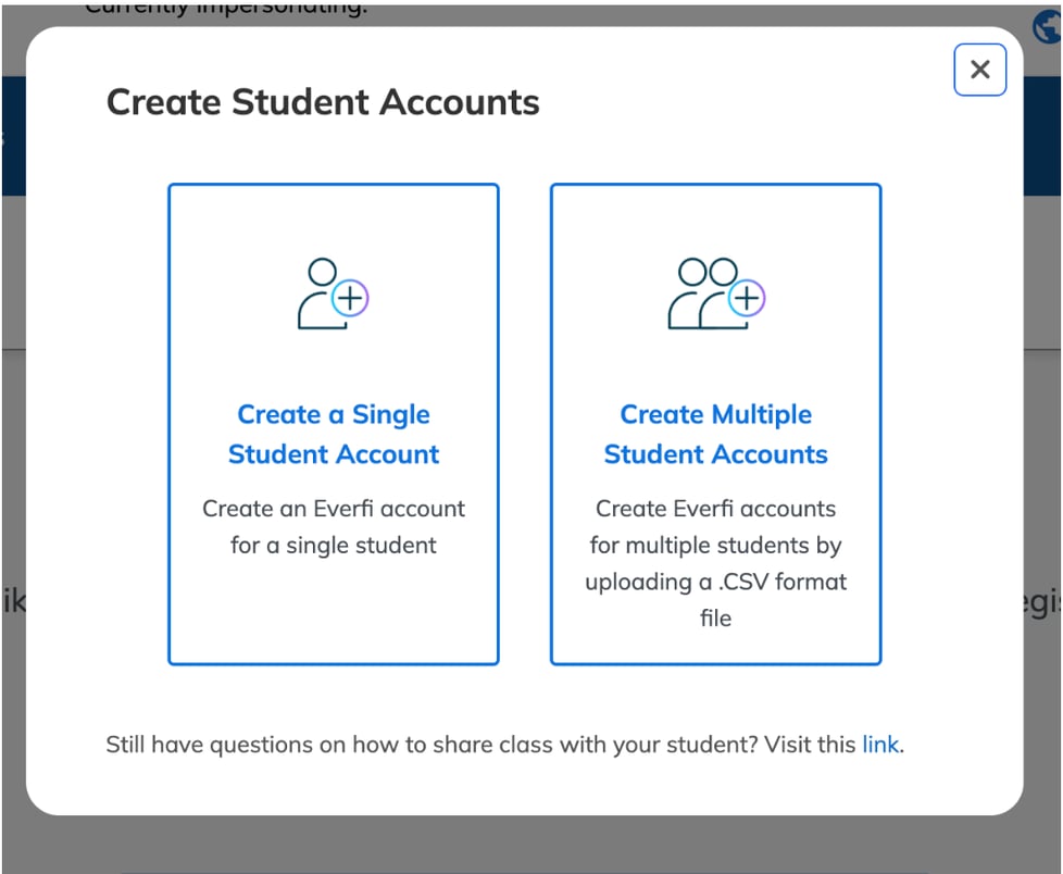 Creating A Single Student Account